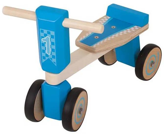 Bigjigs Toys Dřevěné odrážedlo modrá tříkolka