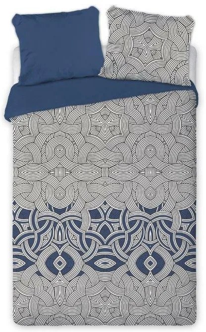 Saténové povlečení 160x200 Elegant 002 geometrie modrá bílá černá oboustranná S 23 Faro