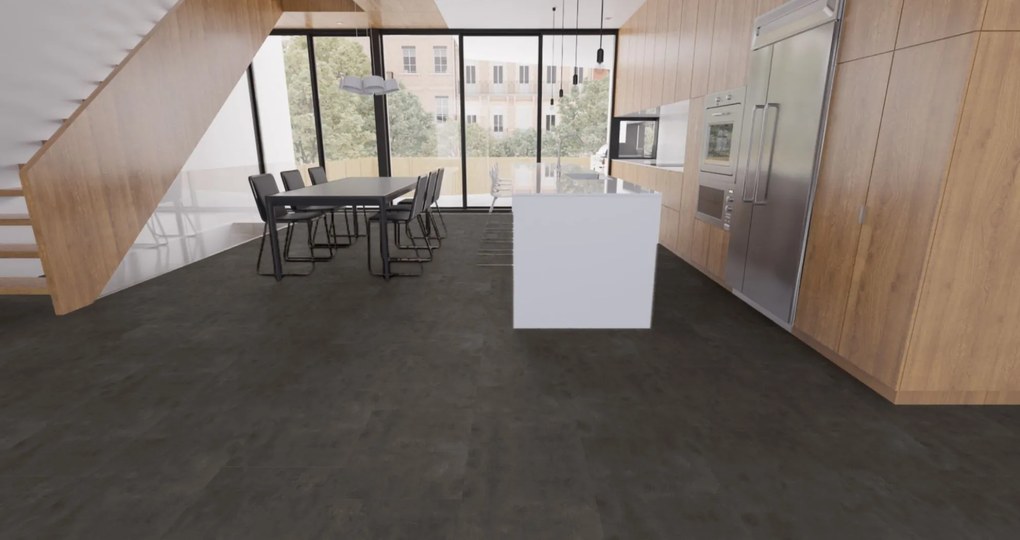 Oneflor, Vinylová podlaha lepená ECO 30 061 Origin Concrete Dark Grey, 914,4 x 457,2 mm