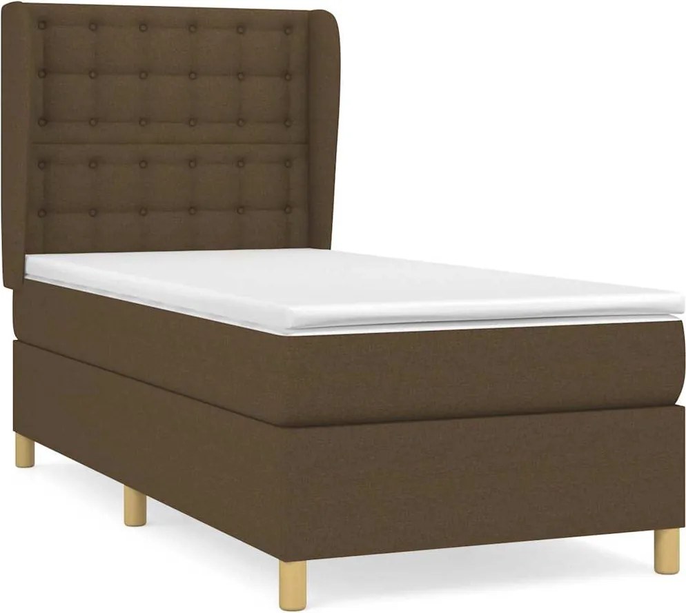 Box spring postel s matrací tmavě hnědá 90x190 cm textil 3128808