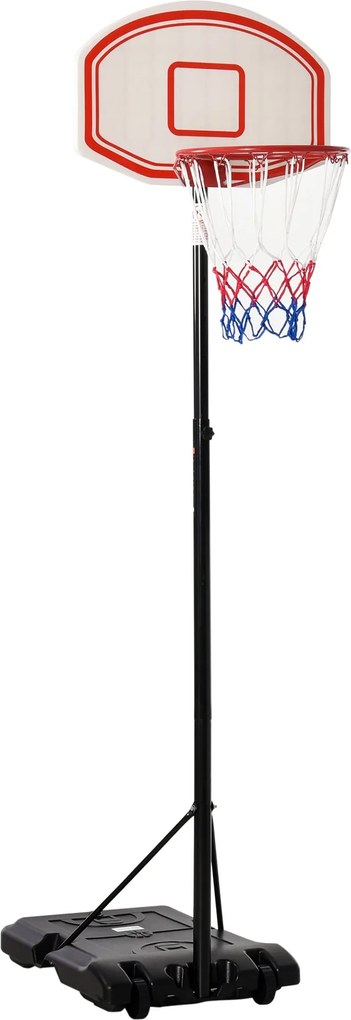 HOMCOM Venkovní basketbalový koš, nastavitelná výška 175-215 cm s kolečky, vnitřní basketbalový koš s podstavcem 71 x 45 cm, dárek pro teenagery