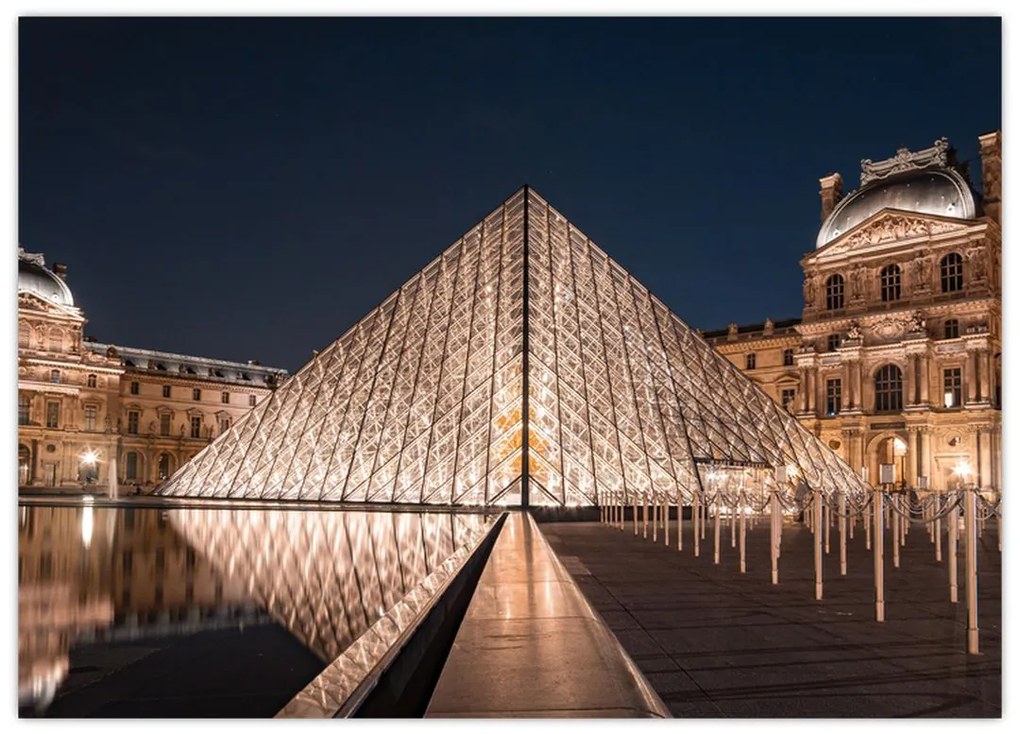Skleněný obraz - Louvre v noci (70x50 cm)