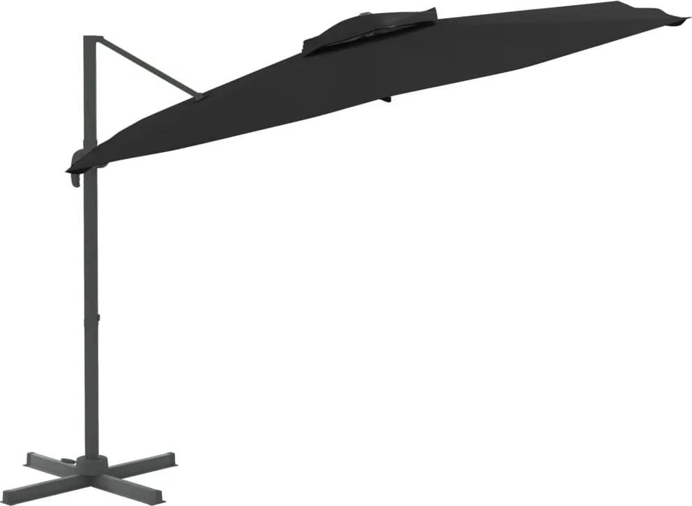 vidaXL Konzolový slunečník s dvojitou stříškou černý 300 x 300 cm [319951]
