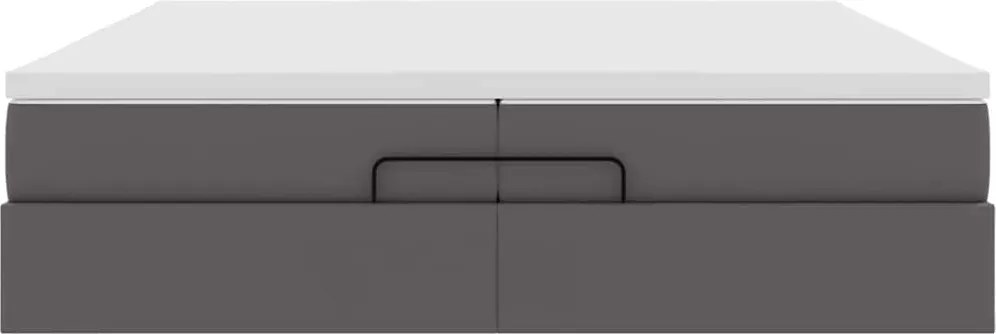 Osmanský rám postele s matrací šedá 200x200cm umělá kůže 3311059