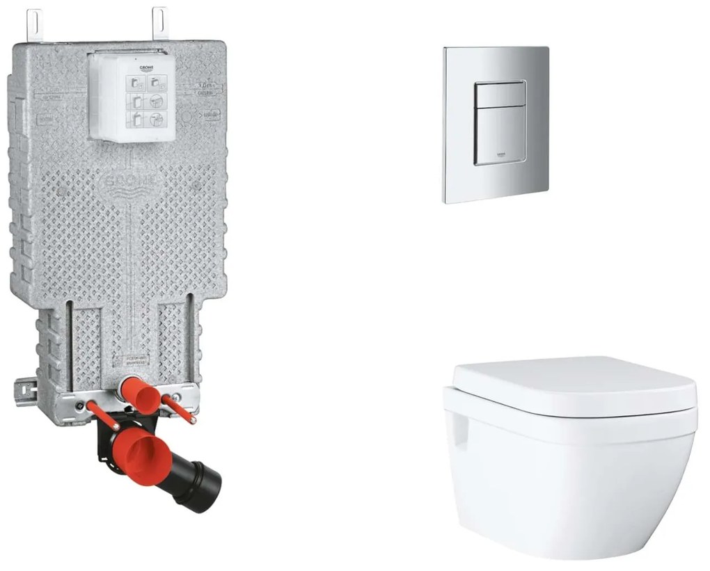 Grohe Uniset - Set předstěnové instalace, klozetu, sedátka SoftClose a tlačítka Skate Cosmopolitan, chrom SANI15BB2107