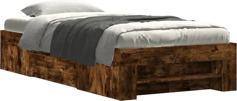 Rám postele bez matrace kouřový dub 75x190 cm kompozitní dřevo 3295531
