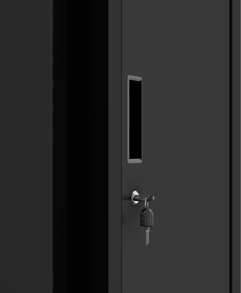 Dvoukomorová šatní skříň pro zaměstnance černá, 400x1800x500 mm: KACPER 1 Plus