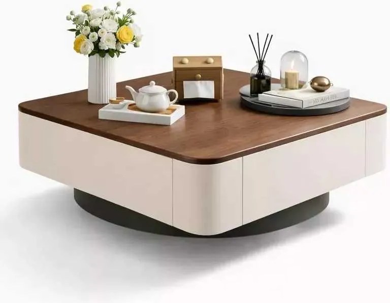 LuxuryForm DESIGN Konferenční stolek MODENA 80 × 80 cm - hnědý, béžový (set)