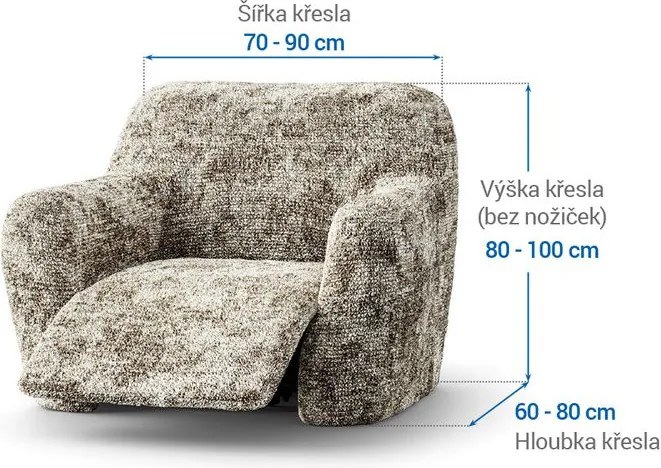 Bielastické potahy MARMO béžové relaxační křeslo (š. 70 - 90 cm)