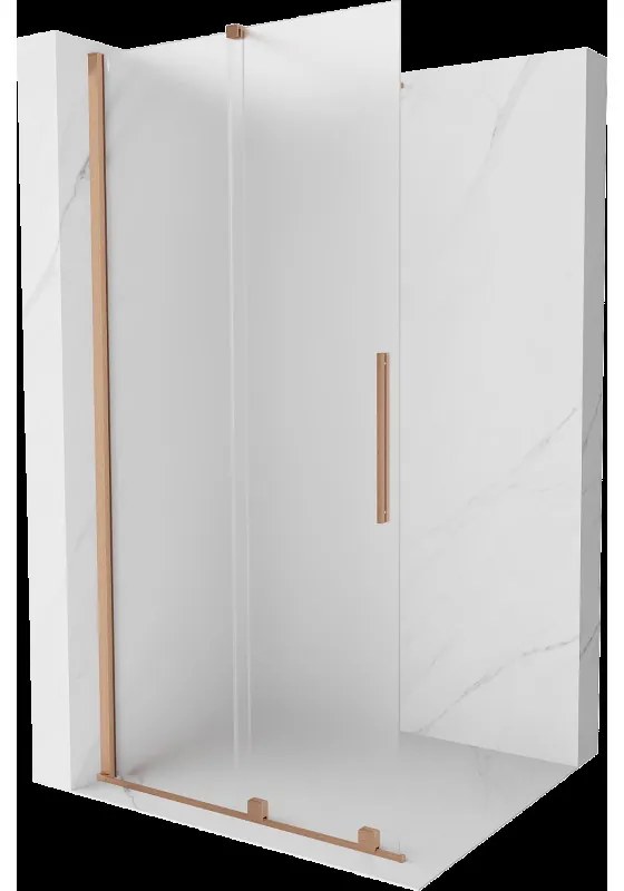 Mexen Velar sprchová stěna sklopná Walk-in 90 x 200 cm, matné sklo 8 mm, kartáčovaný měď - 871-090-000-33-65