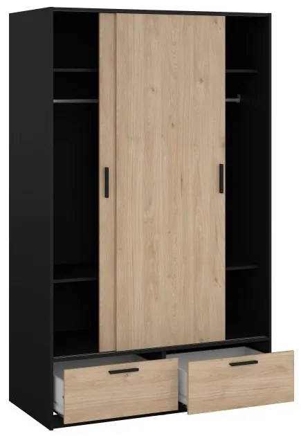 FALCO Šatní skříň s posuvnými dveřmi Line 74324 černý mat/jackson hickory