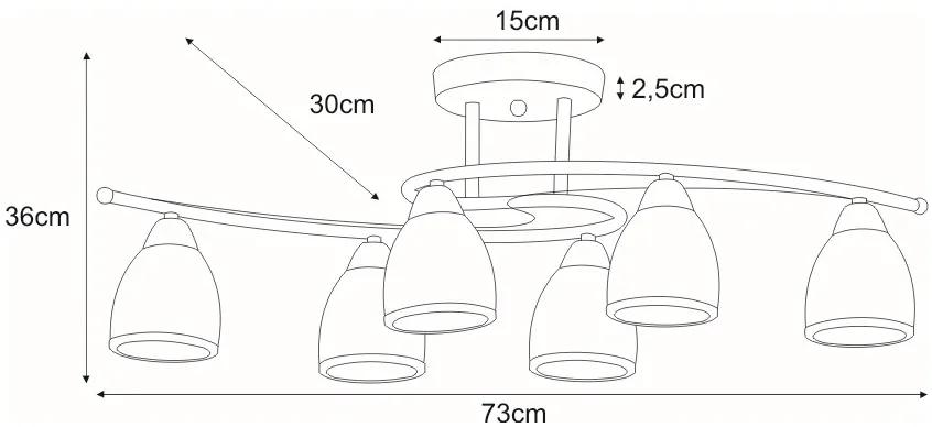 KEJO Přisazené stropní moderní osvětlení SAMIRA, 6xE14, 40W, chromované K-JSL-8090/6 CHR