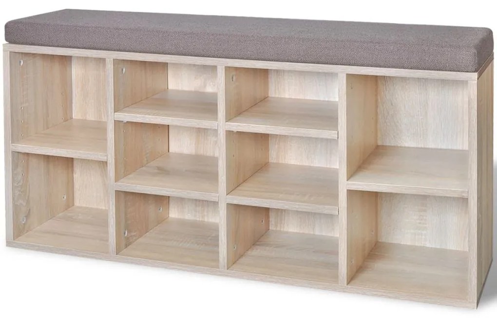 Lavice na boty 10 přihrádek odstín dubu 242555