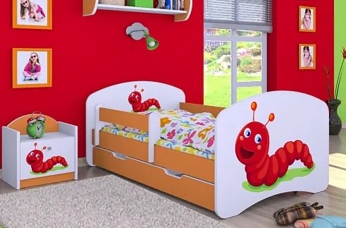 Svět pokojů Dětská postel Kevin - veselá housenka + matrace zdarma Barva: Bílá, Úložný prostor: ANO (+800 Kč), Rozměr: 140x70 cm