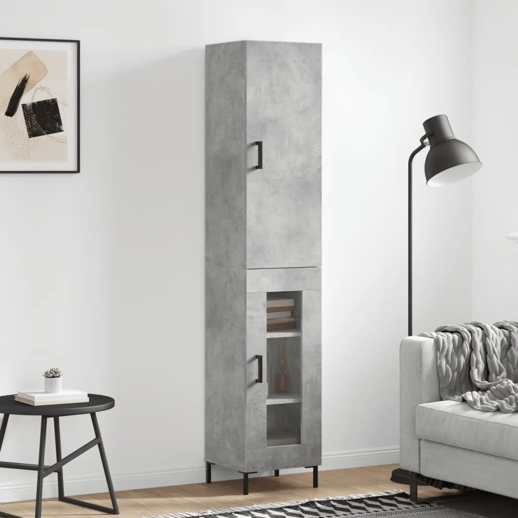 Skříň highboard betonově šedá 34,5x34x180 cm kompozitní dřevo