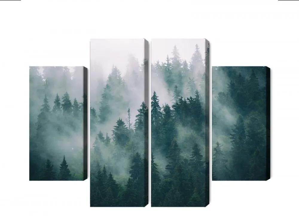 Vícedílný obraz Mlha V Zeleném Lese Nedostatek Nedostatek Přírodní plátno 120x90