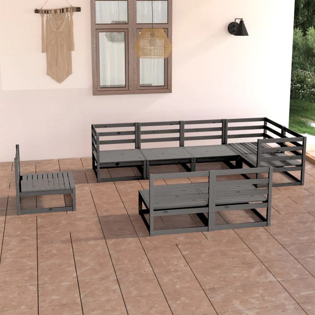 8dílná zahradní sedací souprava šedá masivní borovice 3075626