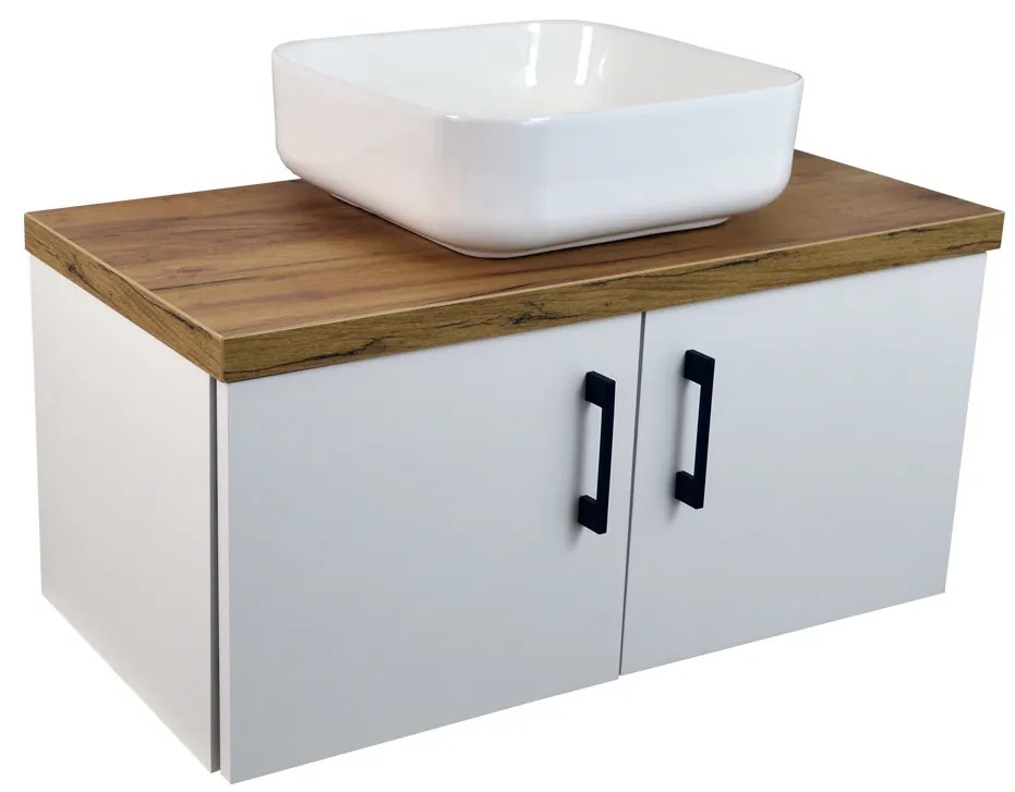 Comodo Koupelnová skříňka pod deskové umyvadlo Agria II W 80-HD - bílá/zlatý dub