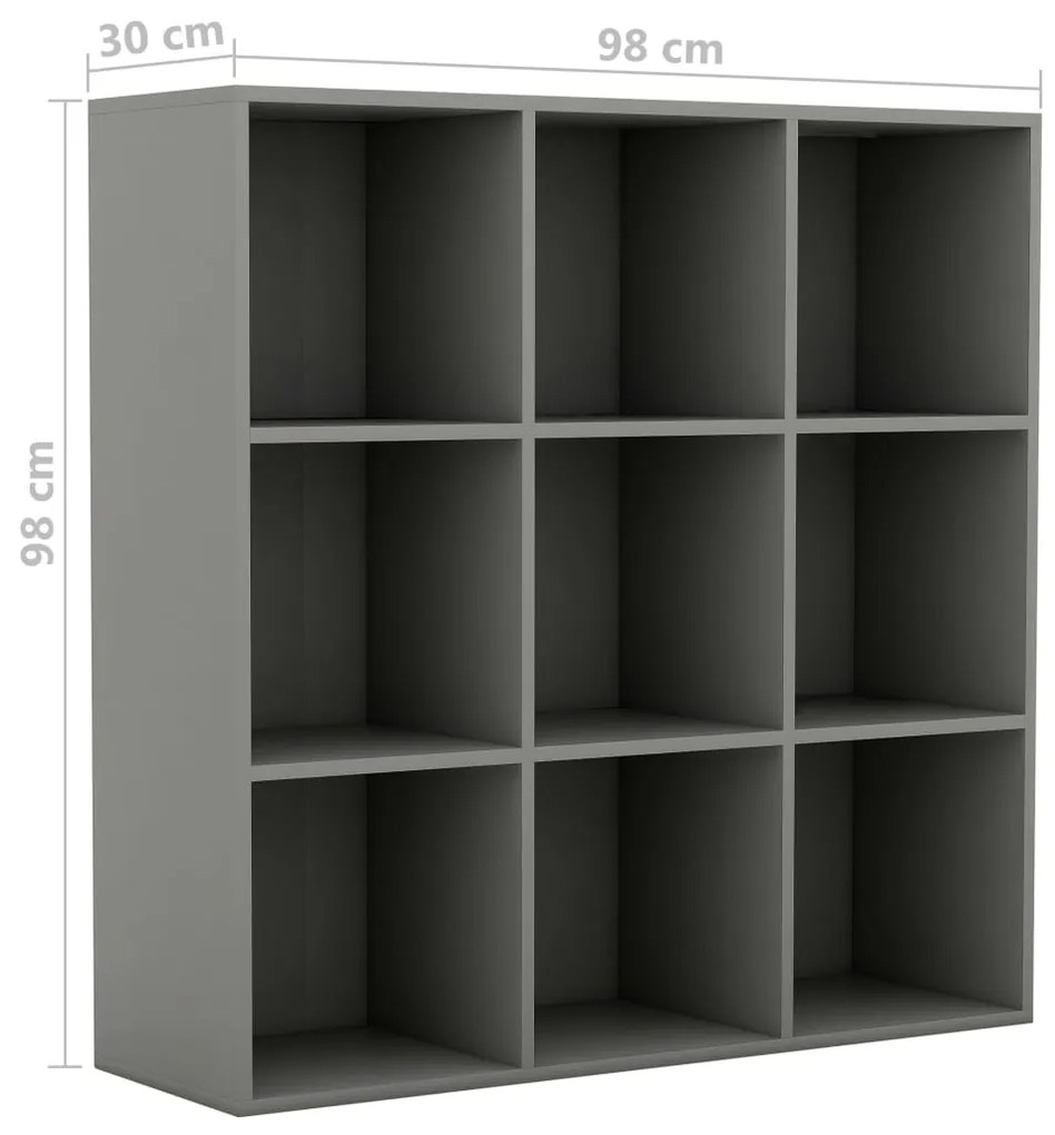Knihovna - šedá - dřevotříska | 98x30x98 cm