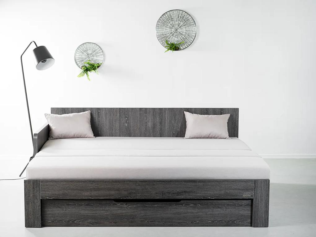 Ahorn Duovita postel s levou područkou Dekor: Dub hnědý, Rošt: Lamelový, Rozměr: 80/150 x 200 cm