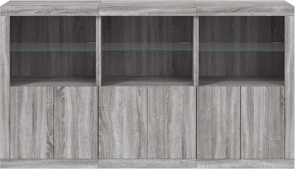Příborník s LED osvětlením šedý sonoma 181,5 x 37 x 100 cm 3209154