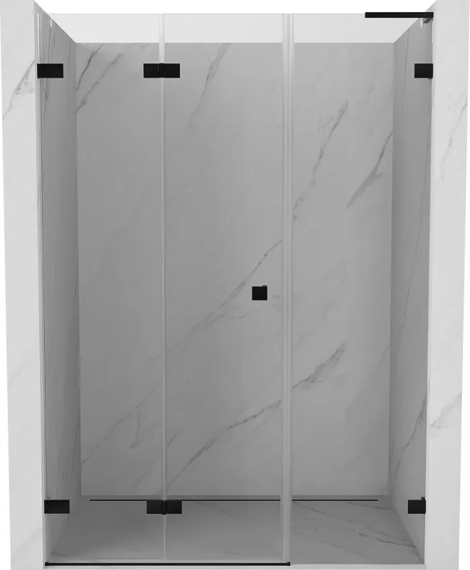 Mexen Lunar-F, L skládací levé sprchové dveře 115 cm, čiré sklo, černý profil, 836SL-115-050-70-00-L