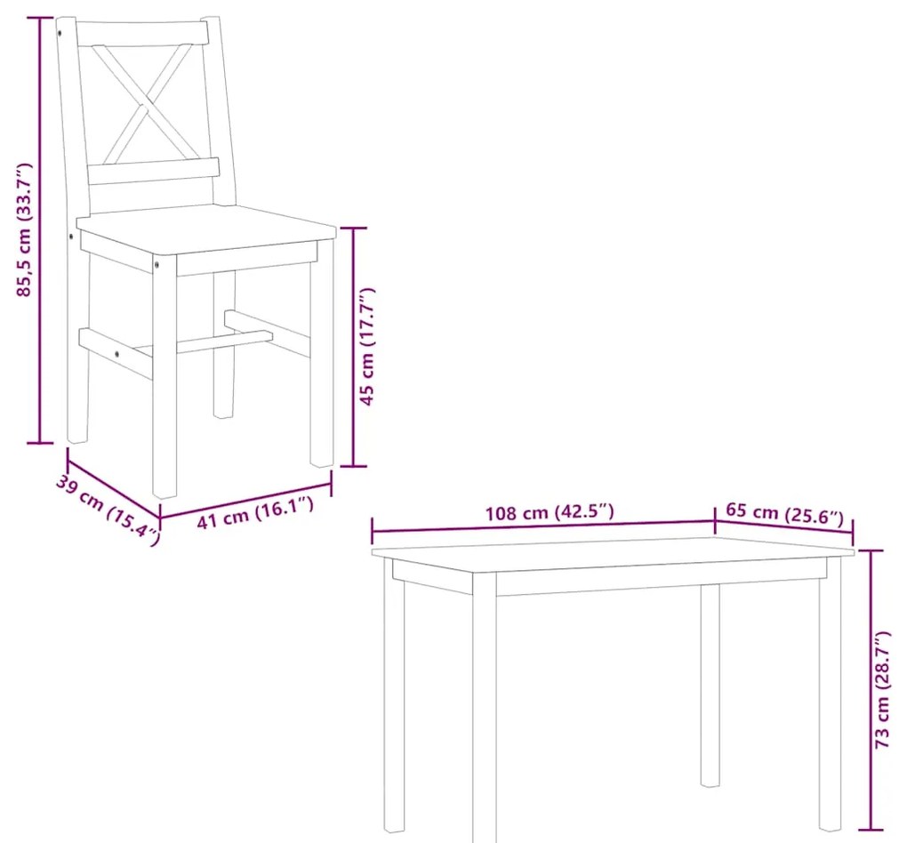 vidaXL Marketos 5dílný jídelní set hnědý a bílý