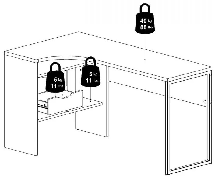 Psací stůl Felix Corner, bílá / dub sonoma