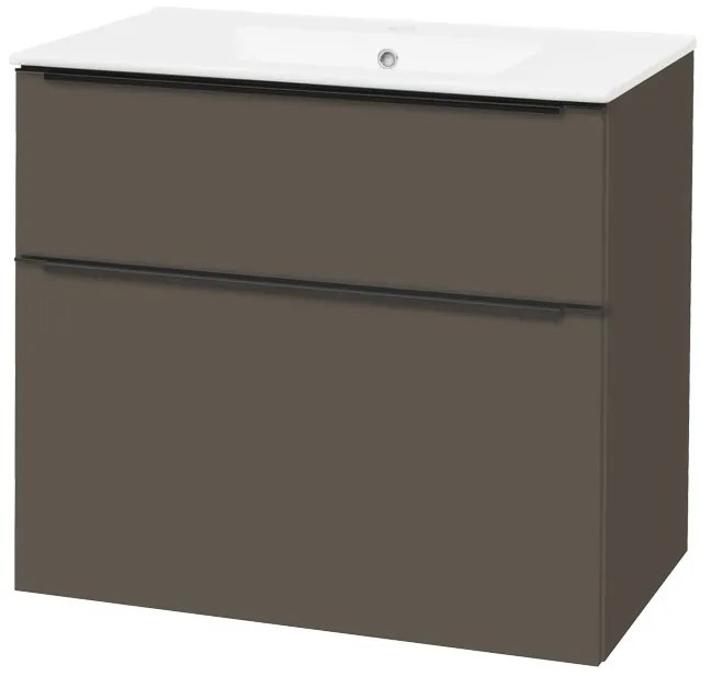 Mereo Mereo, Mailo, koupelnová skříňka s keramickým umyvadlem 81 cm, bílá, dub, antracit, CN561B