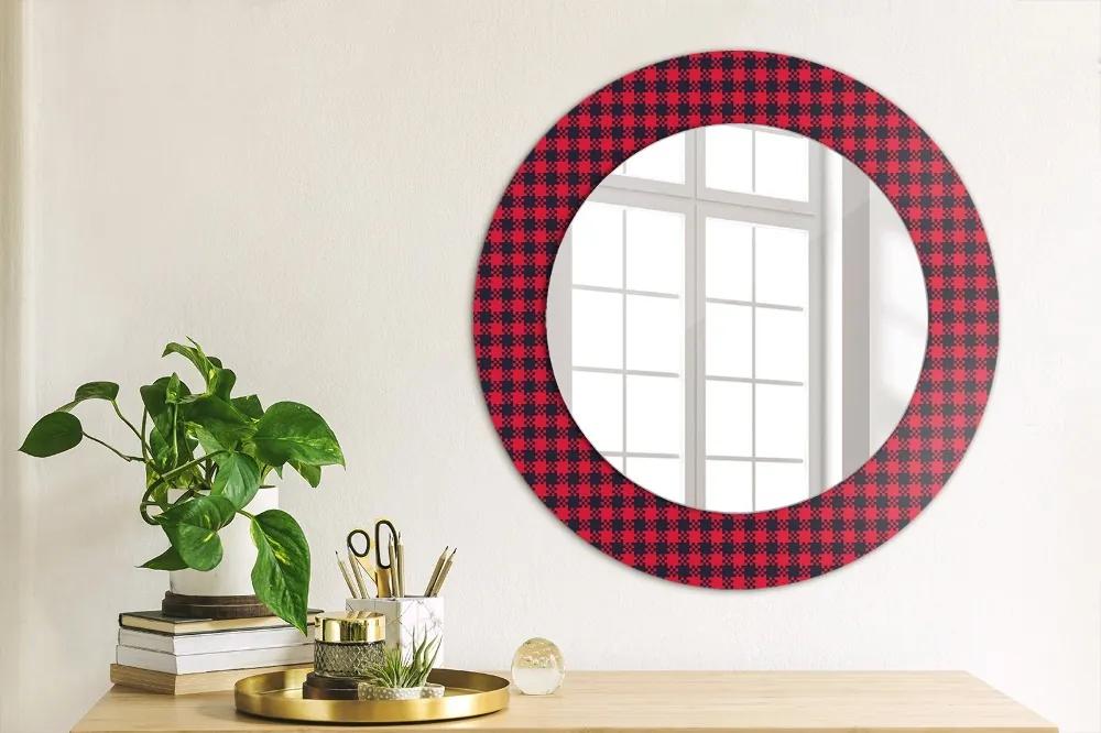 Kulaté dekorativní zrcadlo Červená mřížka fi 50 cm