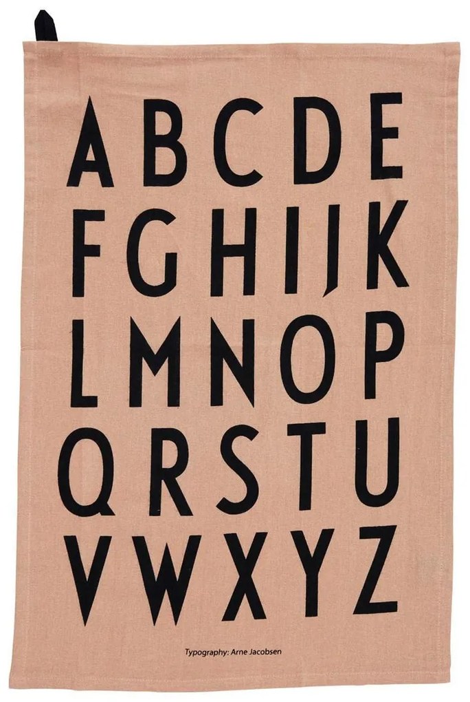 DESIGN LETTERS Bavlněná utěrka Letters (limitovaná edice) - set 2ks, růžová barva, oranžová barva, béžová barva, textil