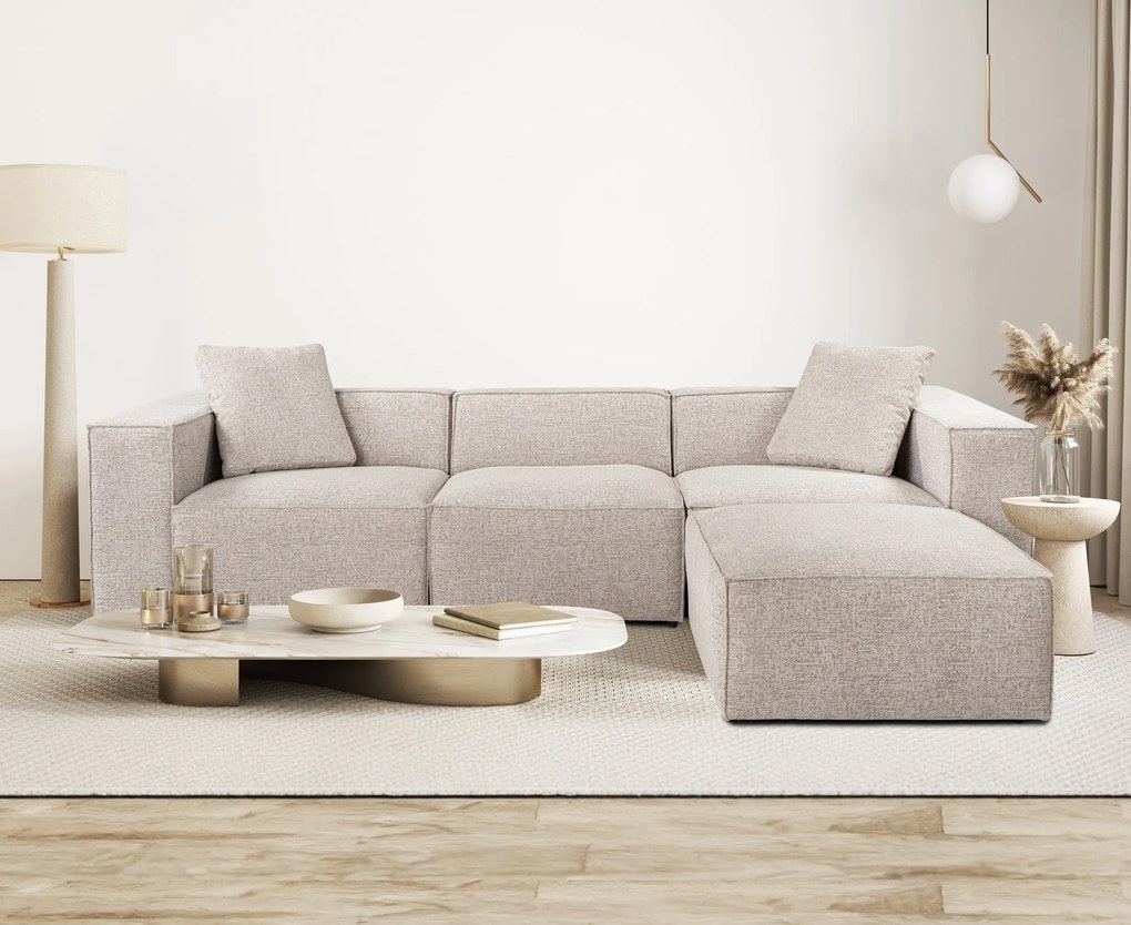 Atelier del Sofa Rohová sedací souprava Lora (L1-O1-1R-POUFFE ) - Mocha, Moka