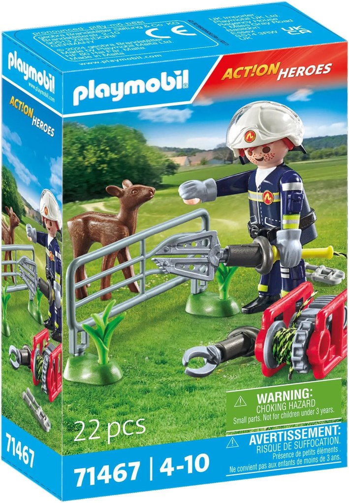 Set figurek a příslušenství playmobil 71467 hasiči při záchraně zvířat