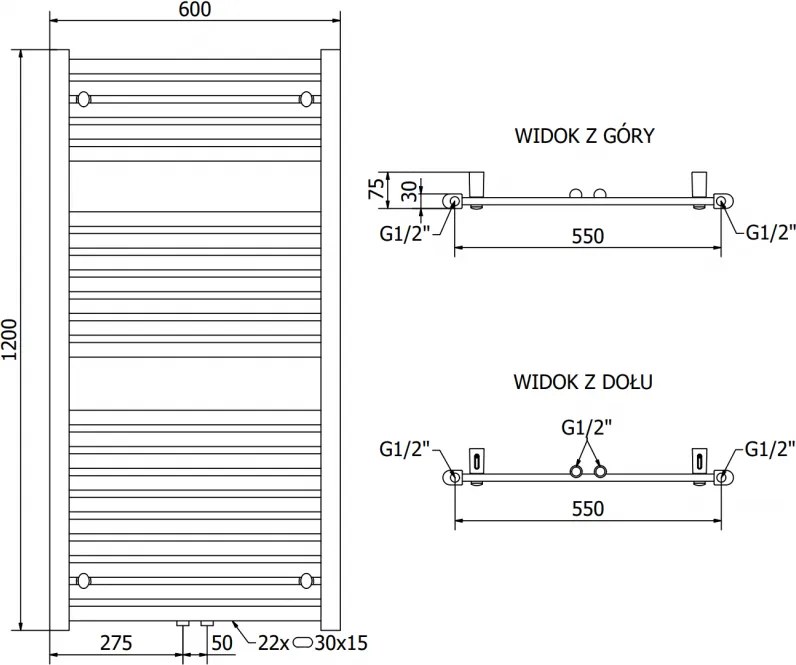 Mexen Hades, elektrické topné těleso 1200 x 600 mm, 600 W, antracitová, W104-1200-600-2900-66
