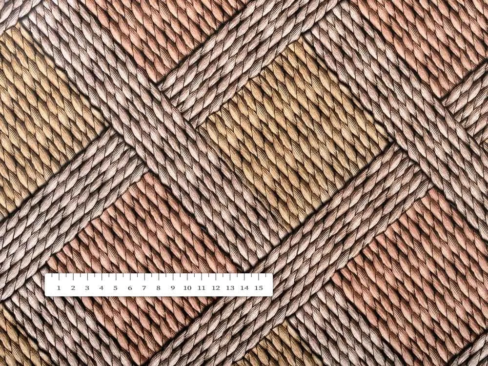 PVC ubrus Hnědo-béžový pletený vzor PV-067 - metráž š. 140 cm