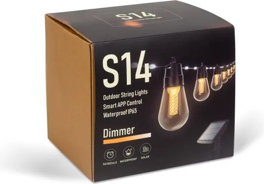LED Stmívatelný solární řetěz 25xLED/1,5W/3,7/5V 2200 mAh 15 m IP65 černá + DO