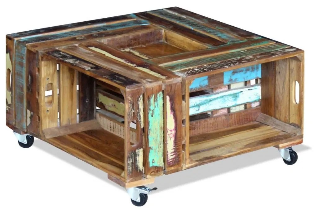 Konferenční stolek - masivní recyklované dřevo | 70x70x35 cm