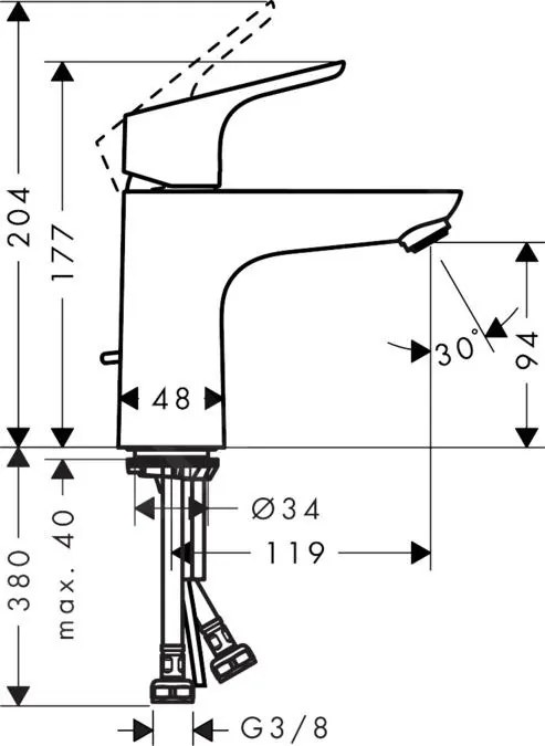 Hansgrohe Focus E2, umyvadlová baterie s výpustí, chromová, 31607000