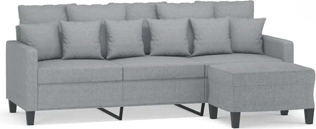 3místná pohovka s podnožkou světle šedá 180 cm textil 3201089