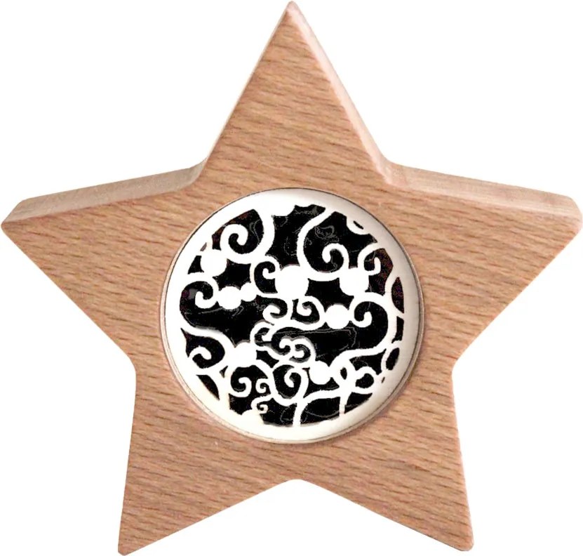 AMADEA Dřevěná dekorace hvězda s vkladem - ornament, masivní dřevo, výška 10 cm