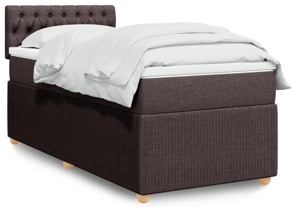 Box spring postel s matrací tmavě hnědá 80x200 cm textil