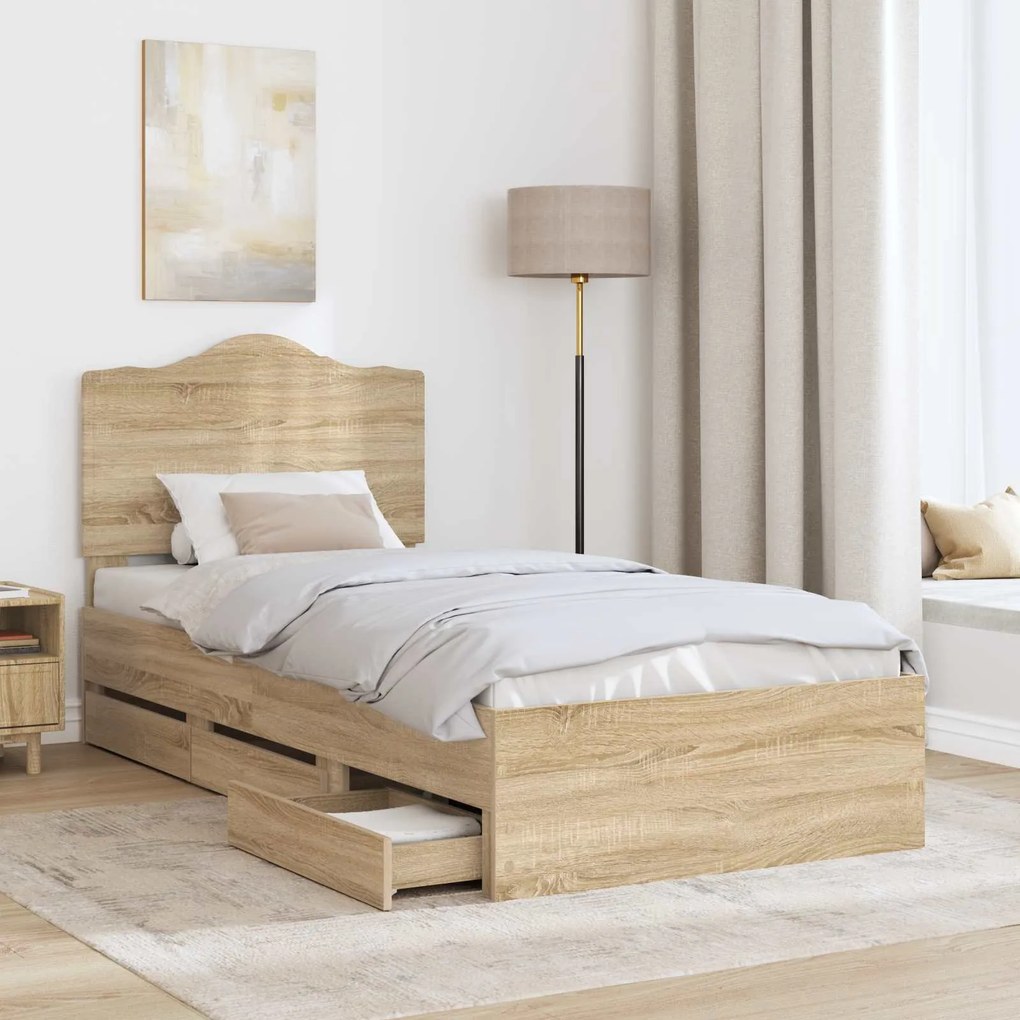 Rám postele s čelo Sonoma dub 100 x 200 cm Inženýrské dřevo 3413445