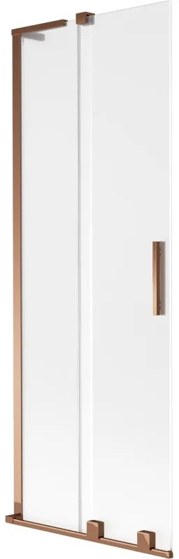 Mexen Velar L, 2-křídlová posuvná vanová zástěna 70 x 150 cm, 8mm sklo námraza, růžové zlato, 896-070-003-31-60
