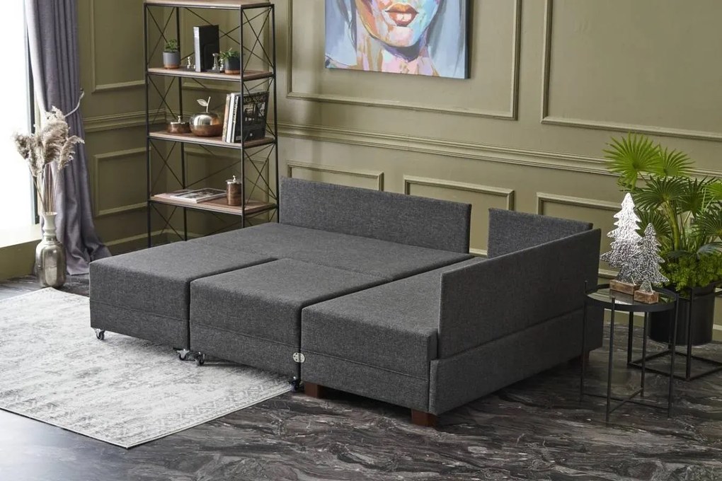 Designová rohová sedačka Ramesha 280 cm antracitová - pravá