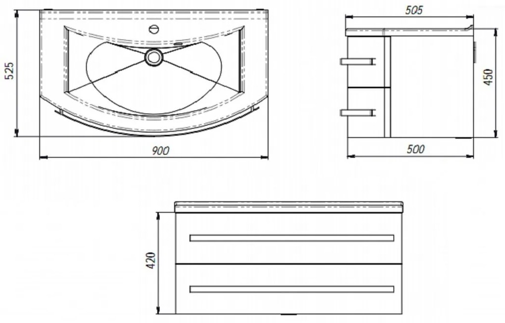 Lavedo Vanessa Indigo Blue 90 koupelnová skříňka s umyvadlem