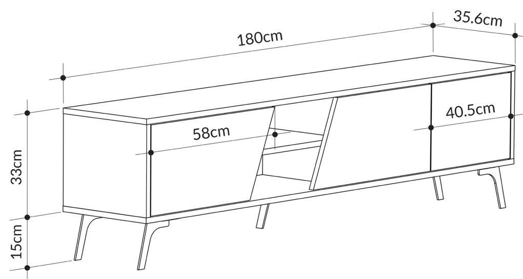 TV stolek FIONA 180 cm bílý/dub safírový