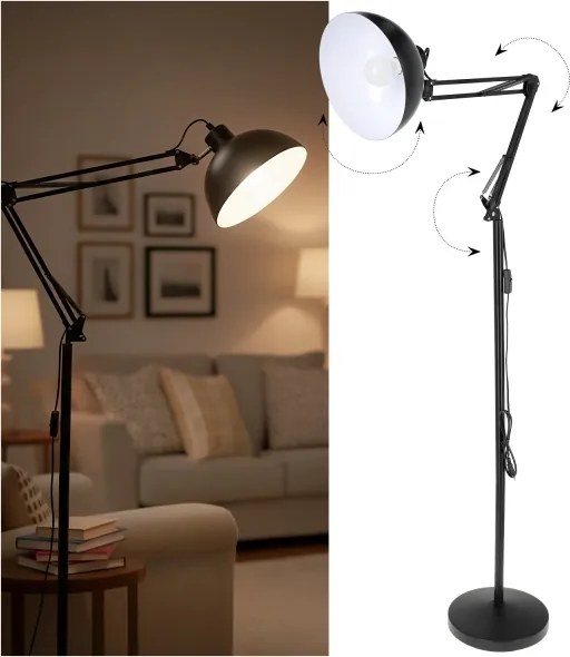 Brilagi - Flexibilní stojací lampa TASKER 1xE27/60W/230V 157 cm černá