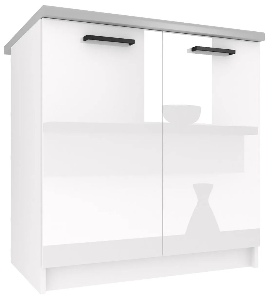 Kuchyňská skříňka Belini spodní 80 cm bílý lesk s pracovní deskou  INF SD80/0/WT/W/0/B1