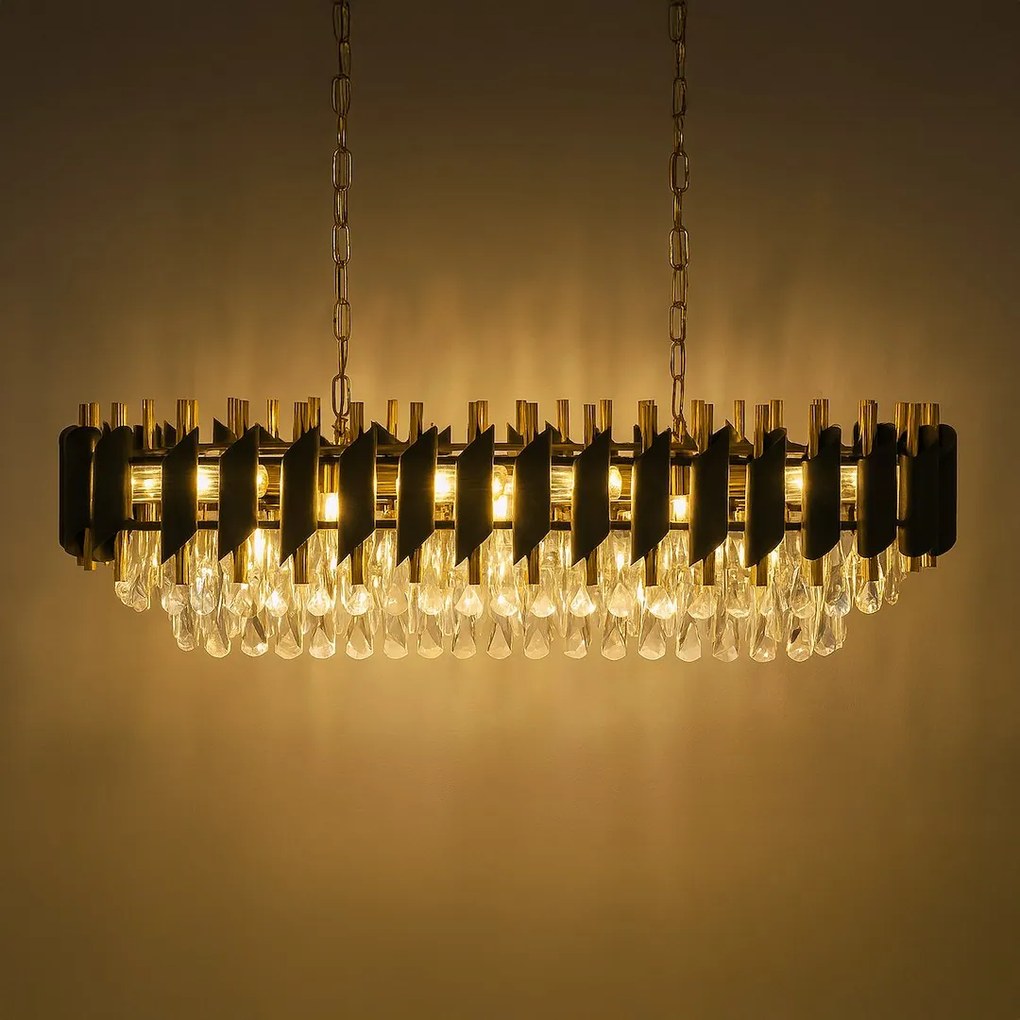 Lustr Cristal, 1x křišťálové/zlaté/černé kovové stínítko, g