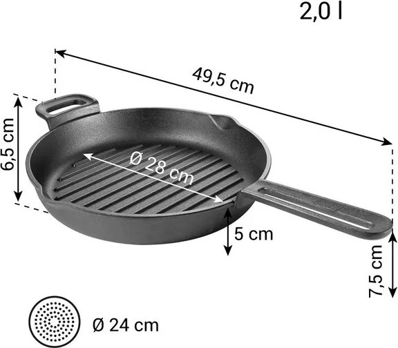 TESCOMA Pánev grilovací hluboká MASSIVE ø 28 cm